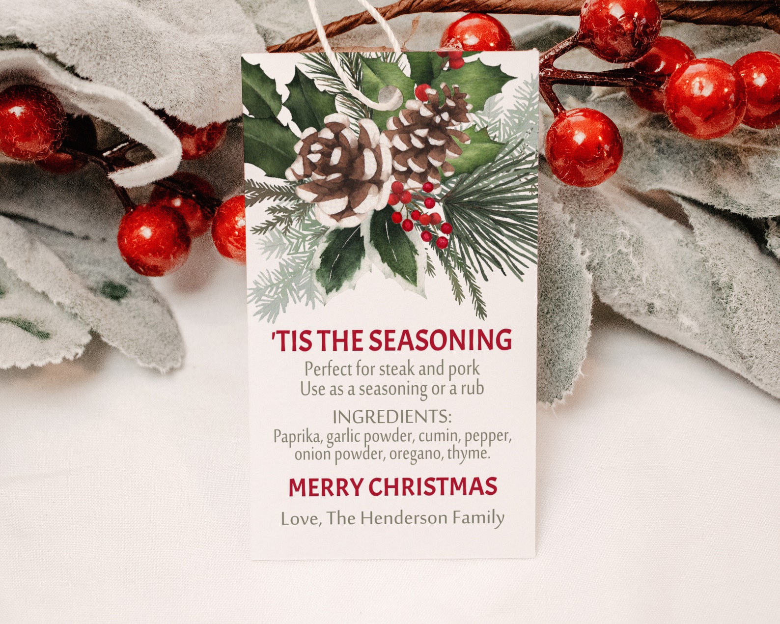 Editable Christmas Seasoning Gift Tags: DIY Spice Hang Tag (instant ...