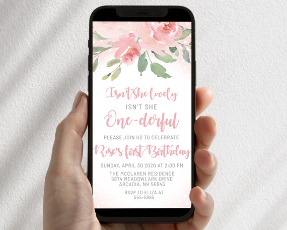 Editable One-derful First Birthday Invitation, Onederful Textable ...