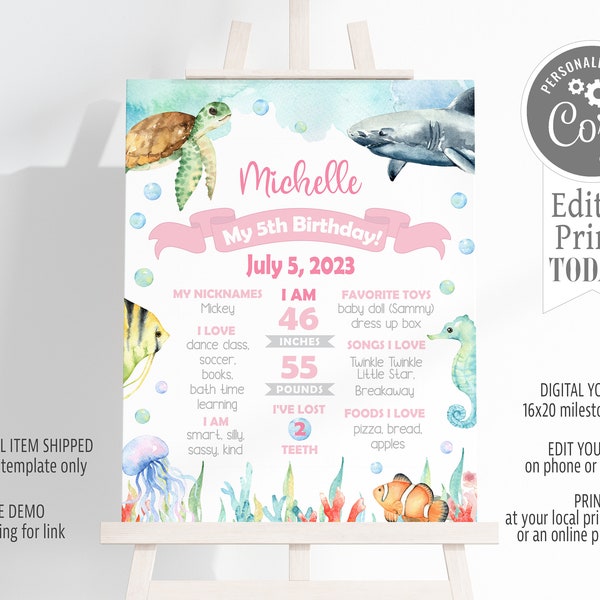 Sea Milestone Chalkboard 5th Birthday - Etsy