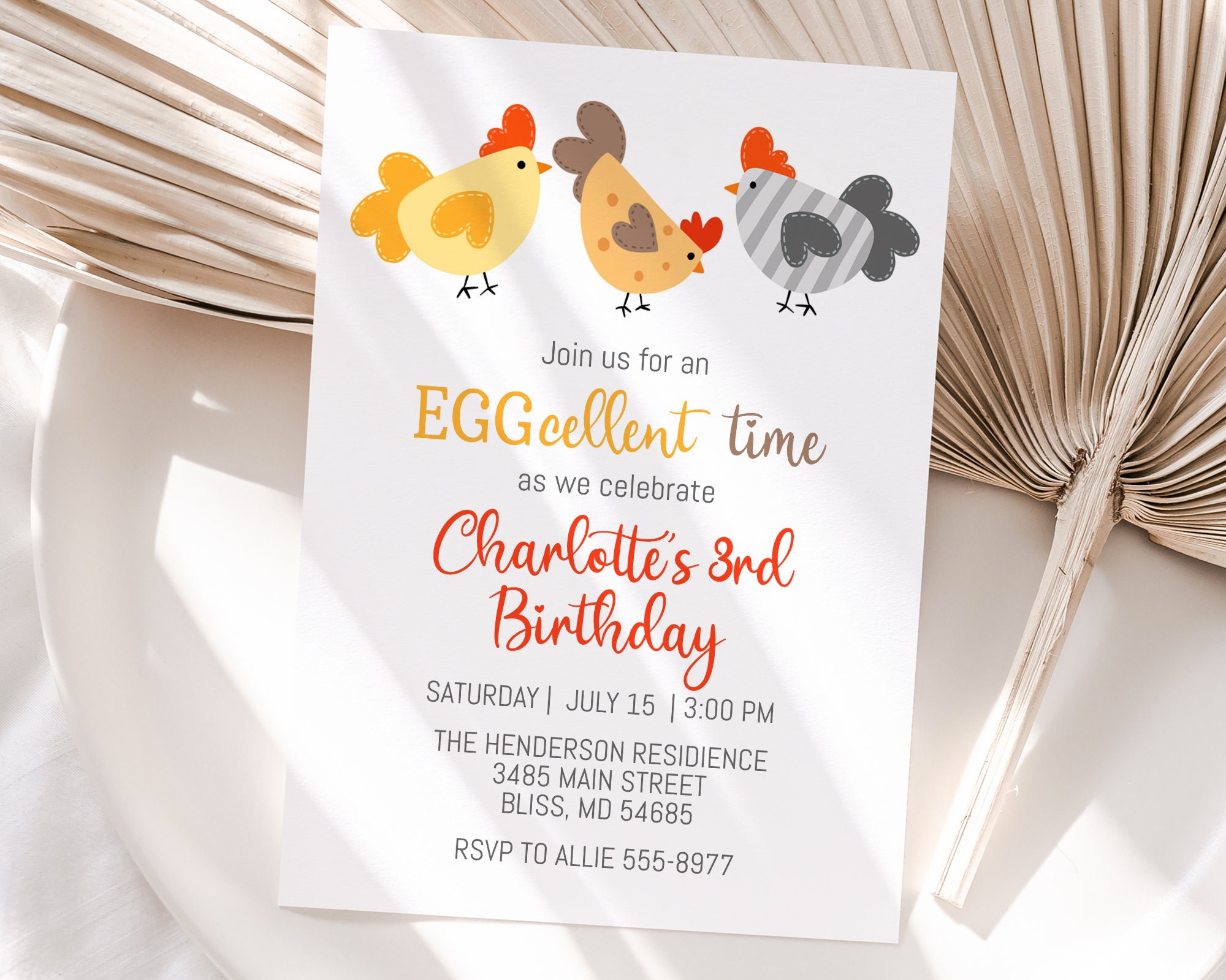 Chicken Birthday Invitation, Cluck Cluck, Girl, Editable, Farm Party ...