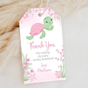 Sea Turtle Favor Tags Template, Editable, Digital You-print Hang Tag ...