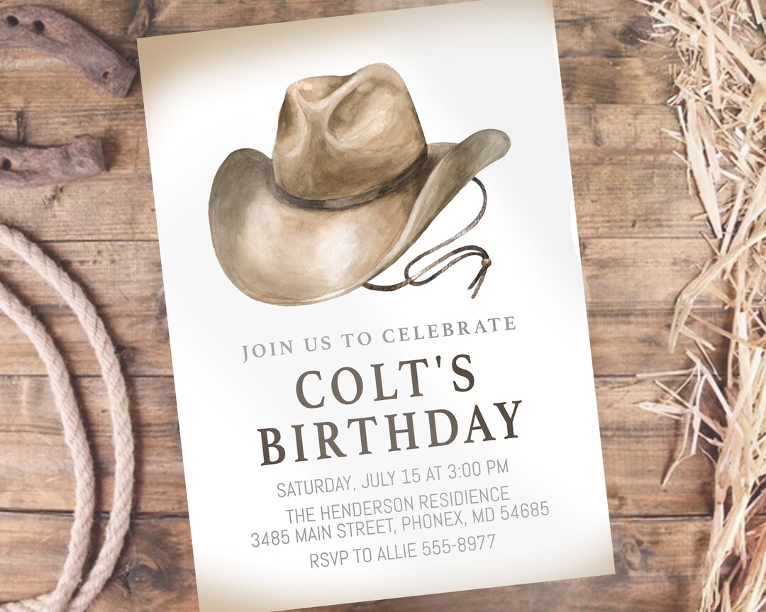 Cowboy Birthday Invitation Template, Editable, Our Little Cowboy ...