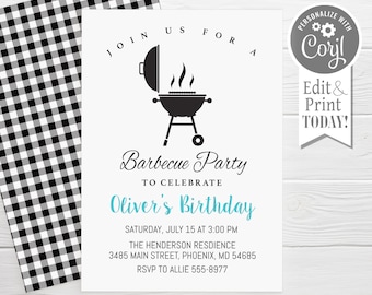Summer Cookout Invitation Country Barbecue Invitation Bbq - Etsy