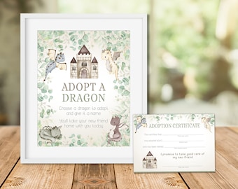 Dragon Adoption Certificate Printable - Etsy