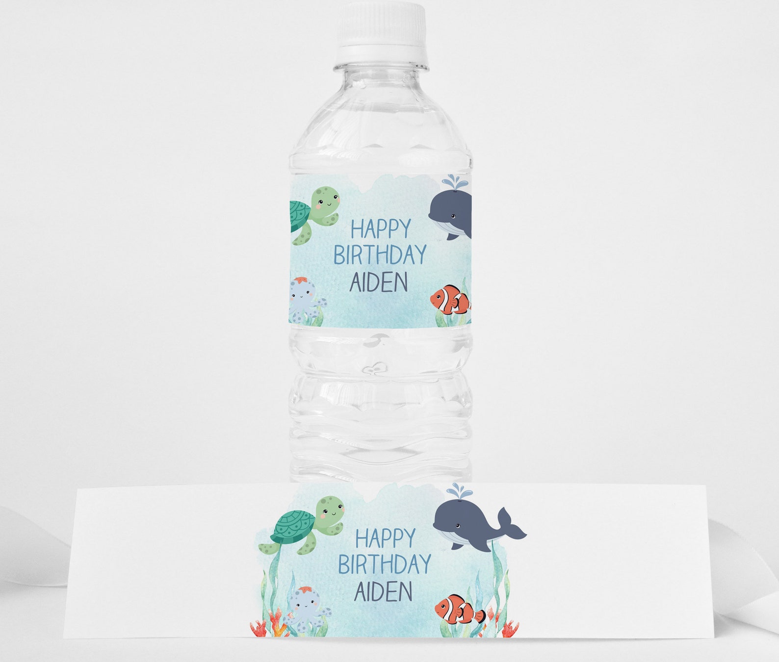 Ocean Water Bottle Wrap, Editable, Blue Ocean Animals, Water Bottle ...