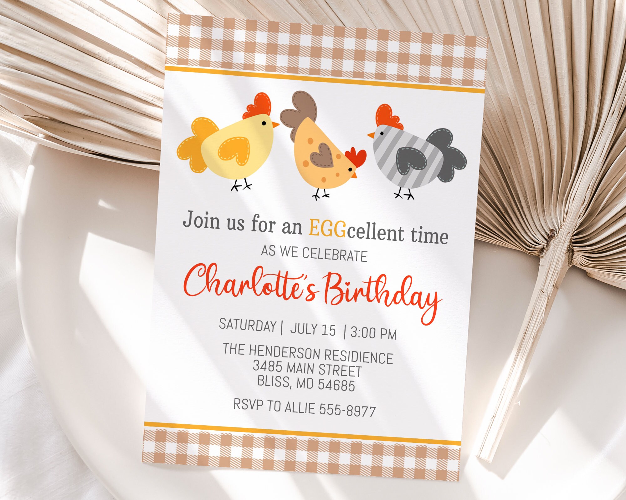Chicken Birthday Invitation, Cluck Cluck, Girl, Editable, Farm Party ...