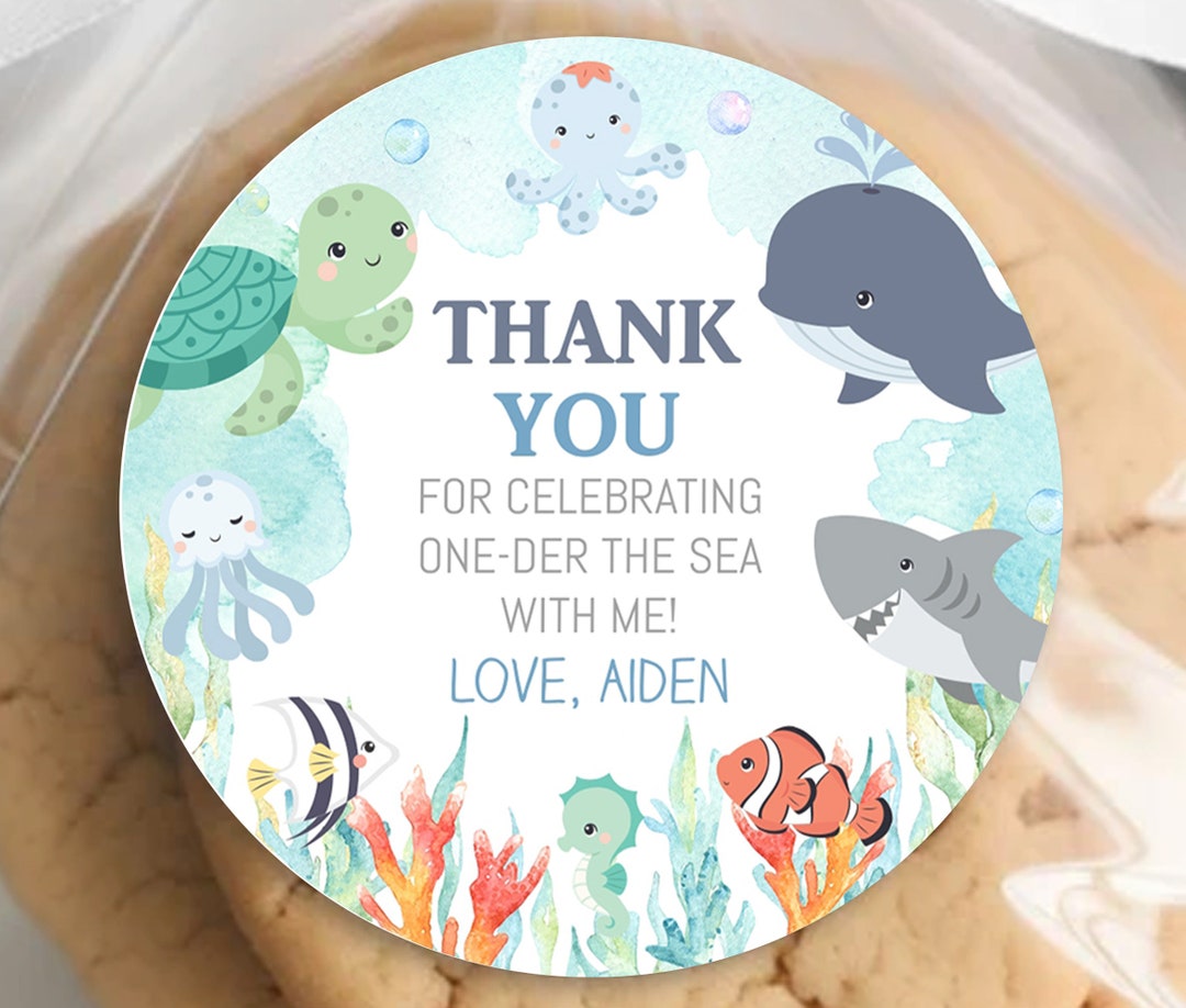 Ocean Animals Favor Tags, Editable, Under the Sea Favor Circle, Thank ...