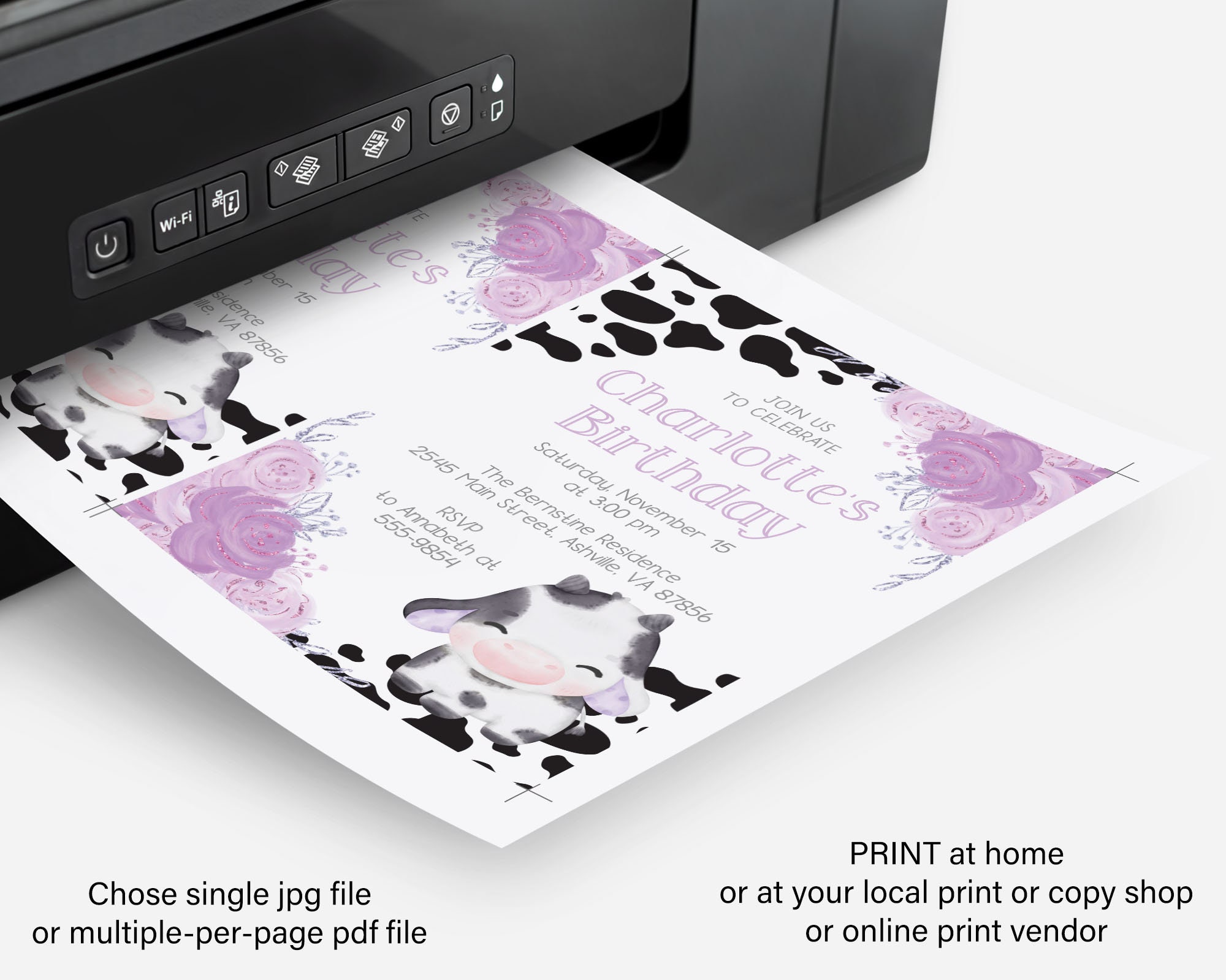 Cow Birthday Invitation Template Editable Birthday - Etsy
