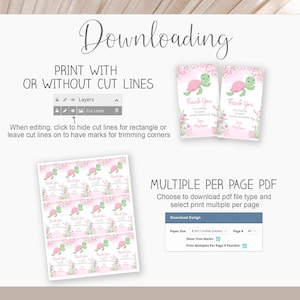 Sea Turtle Favor Tags Template, Editable, Digital You-print Hang Tag ...