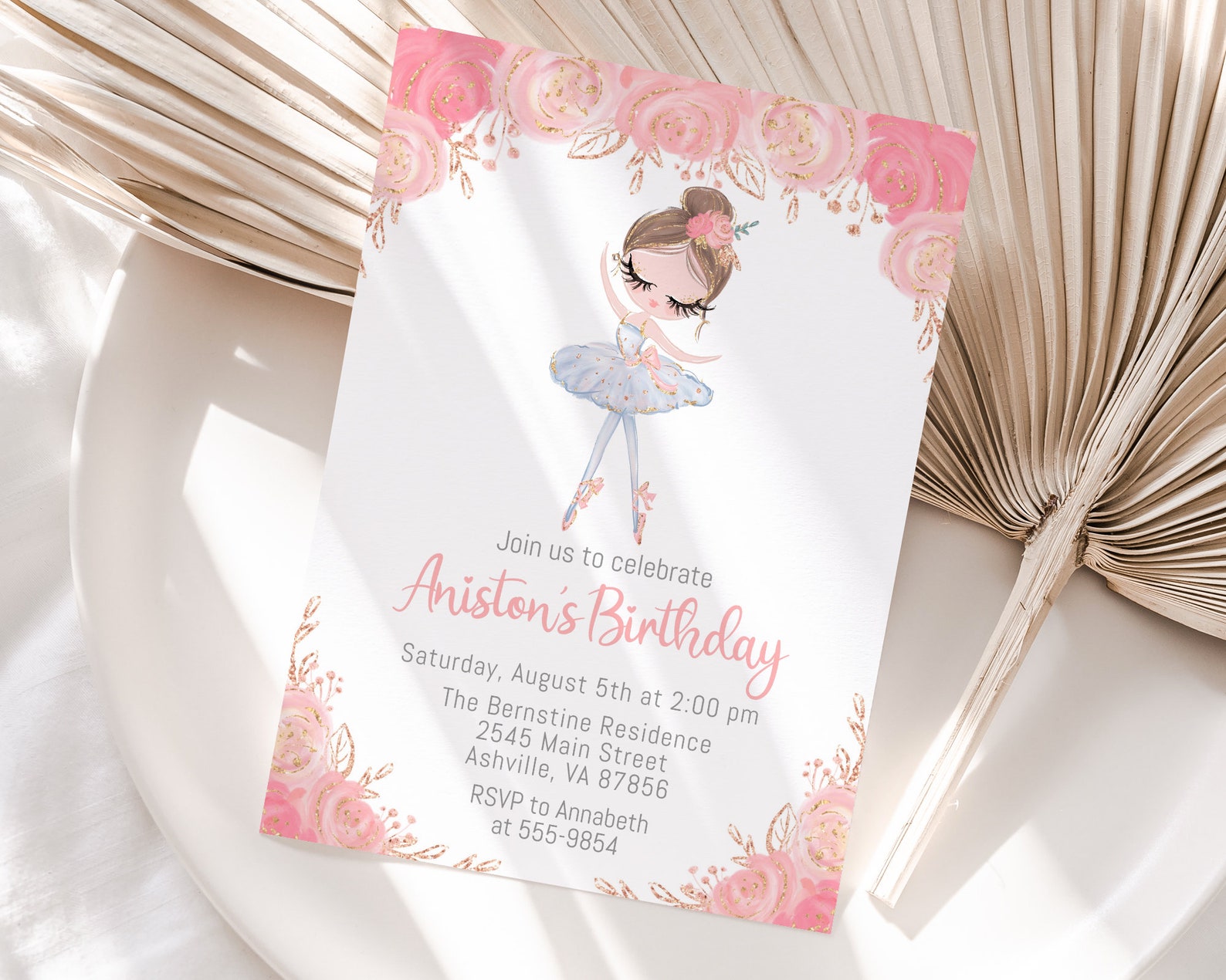 Ballerina Birthday Invitation Editable Ballet Birthday - Etsy