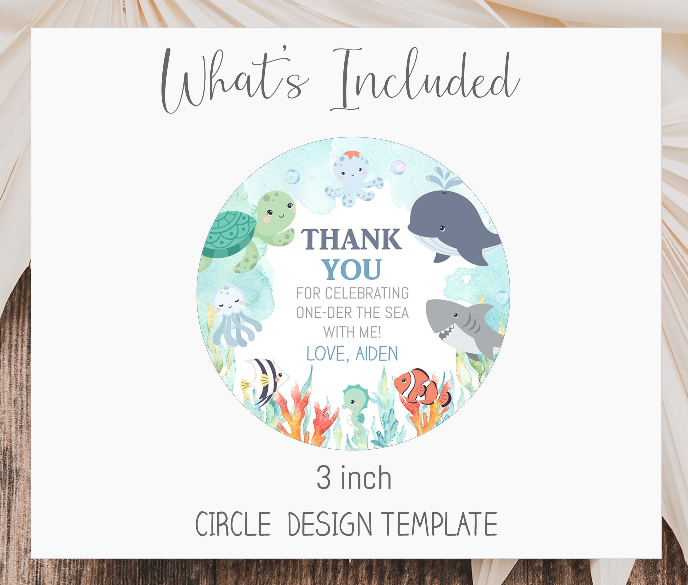 Ocean Animals Favor Tags: Under the Sea Thank You Stickers (digital ...