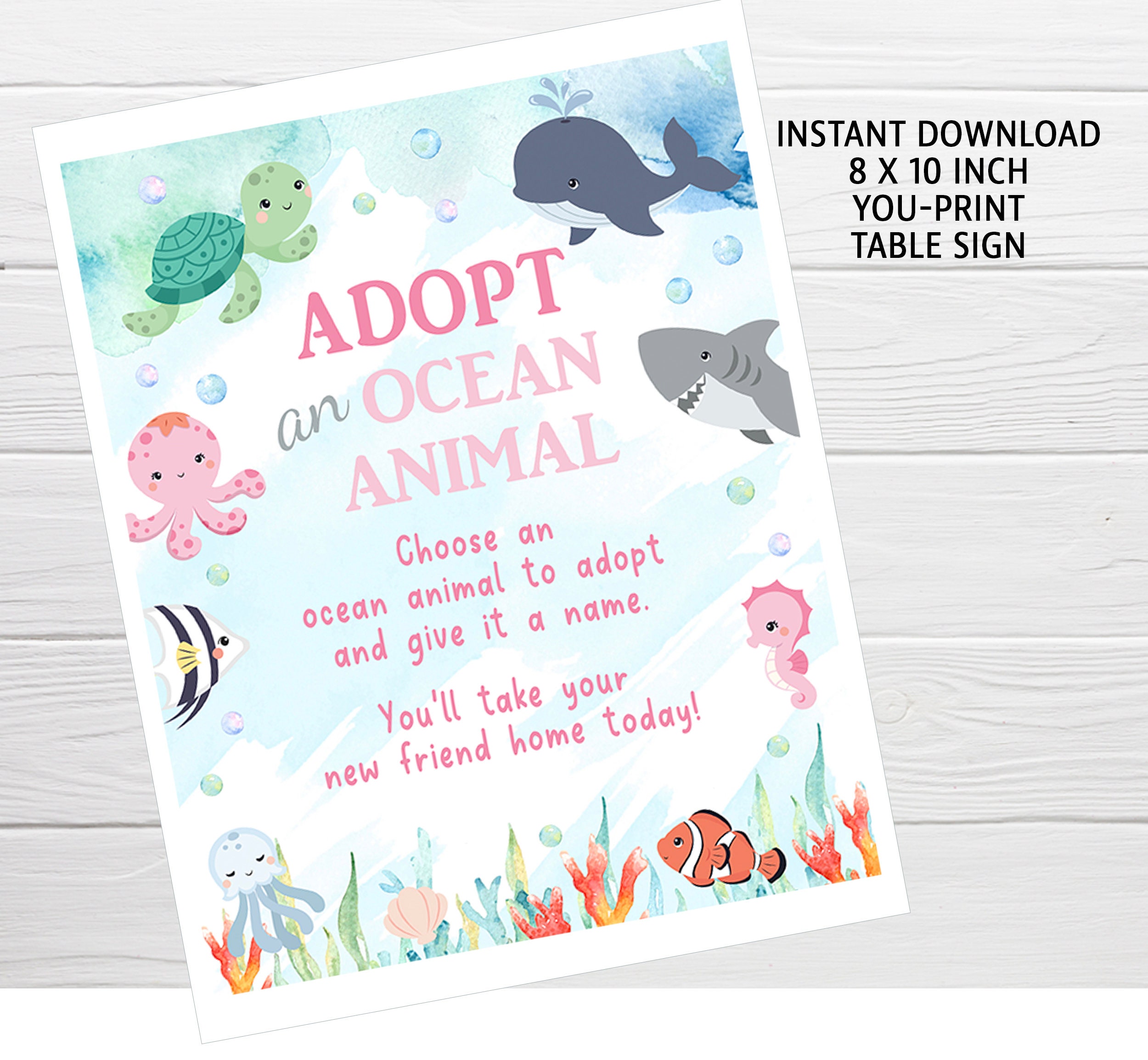 Adopt an Ocean Animal Purple, Digital You-print Adoption Certificate ...