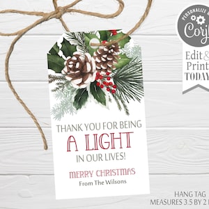 Christmas Candle Gift Tags Template, Editable, Digital You-print Hang ...