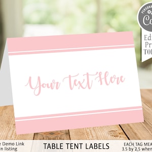 Pink Table Tent Label, Food Label, Pink, Editable Table Tent, Instant ...