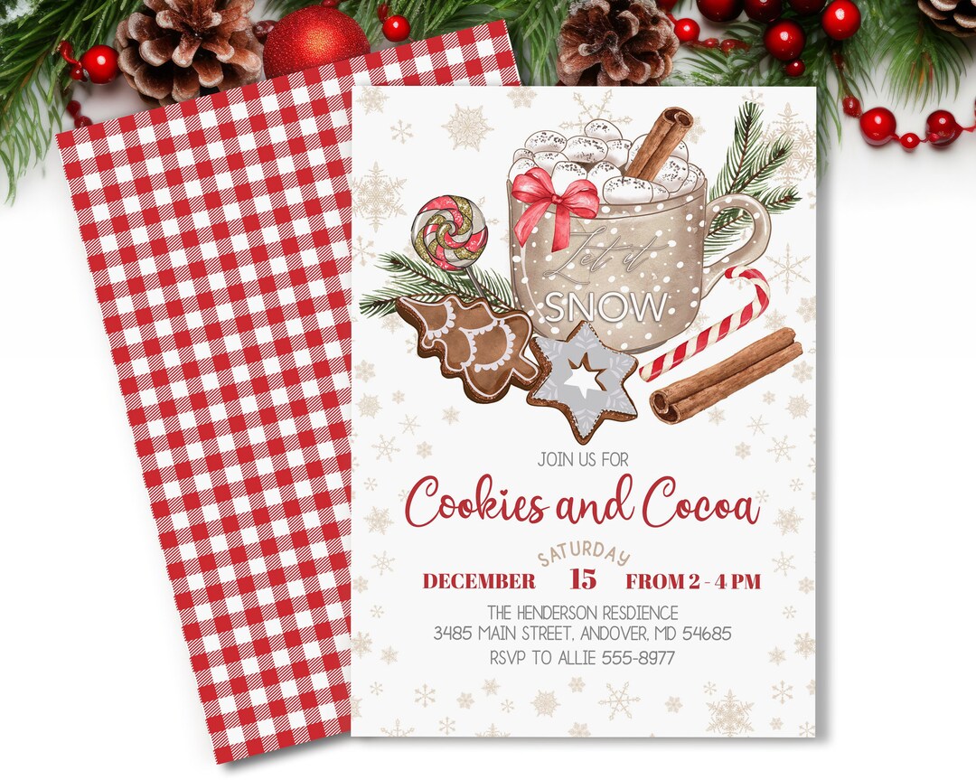 Cookies and Cocoa Invitation Template, Editable, Digital You-print ...