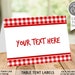 Red Gingham Farm Party Table Tent Label (editable Instant Download You ...