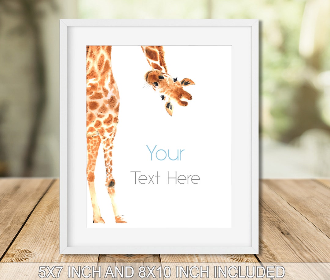 Giraffe Custom Table Signs 5x7 Inches, 8x10 Inches Editable Party Signs ...