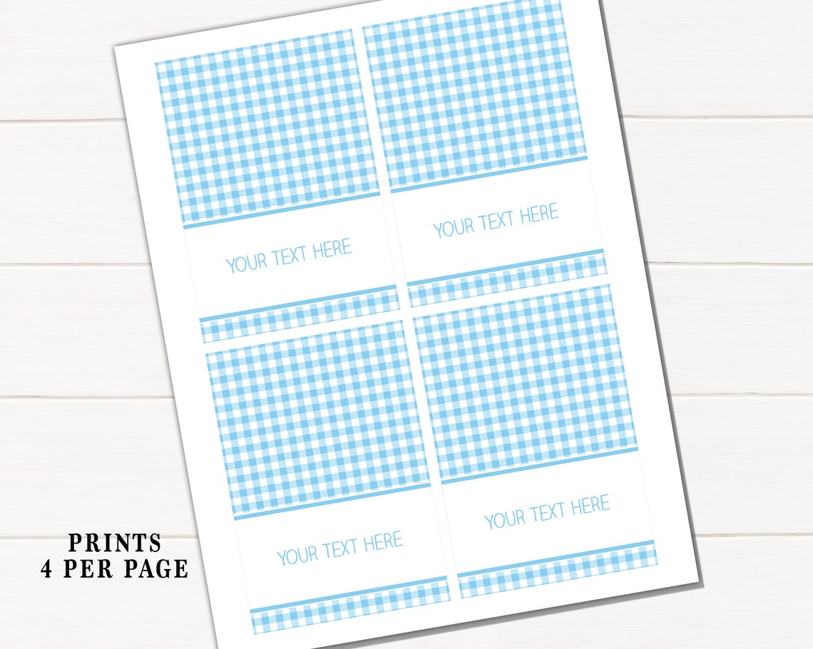 Blue Table Tent Label Food Label Blue Gingham Editable | Etsy