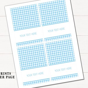 Blue Table Tent Label, Food Label, Blue Gingham, Editable Table Tent ...