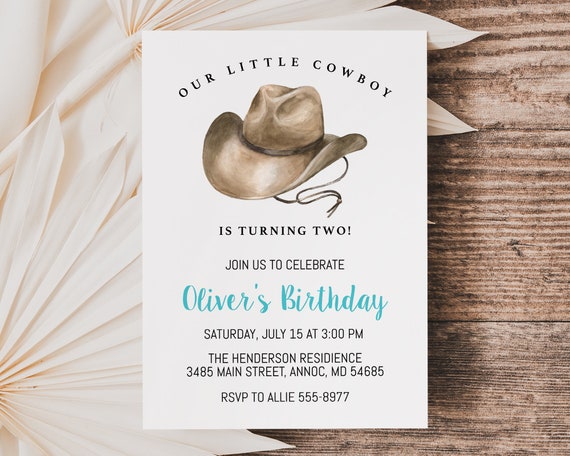 Cowboy Birthday Invitation, Editable, Our Little Cowboy Invitation ...