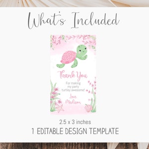 Sea Turtle Favor Tags Template, Editable, Digital You-print Hang Tag ...