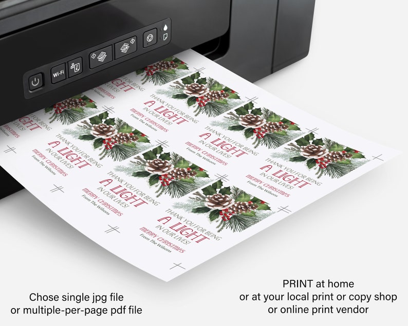 Editable Christmas Candle Gift Tags, Pine Cone & Holly (digital ...