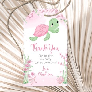 Sea Turtle Favor Tags Template, Editable, Digital You-print Hang Tag ...