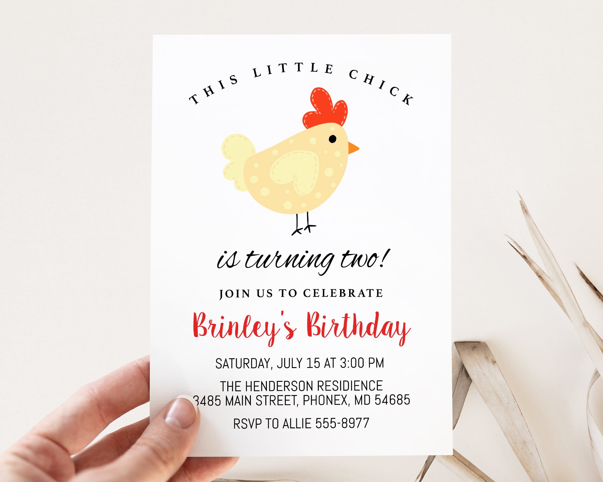 Chicken Birthday Invitation, Girl, Editable, Farm Party Invite Turning ...