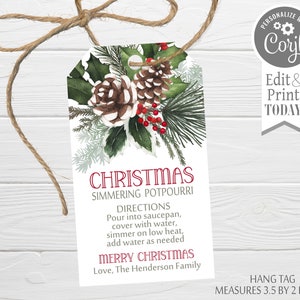 Christmas Potpourri Gift Tags Template, Editable, Digital You-print ...