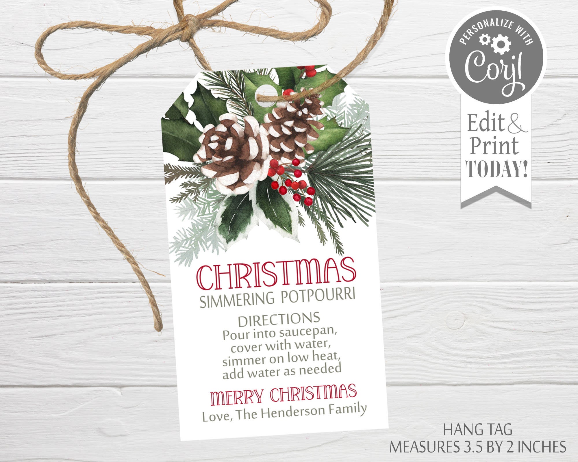 Christmas Potpourri Gift Tags Template, Editable, Digital You-print ...