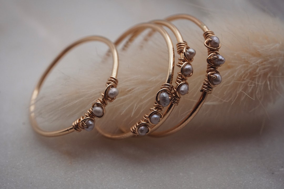 Pearl, Fresh Water Pearl Stacking Ring, 14k Gold Fill, Stacking Rings ...