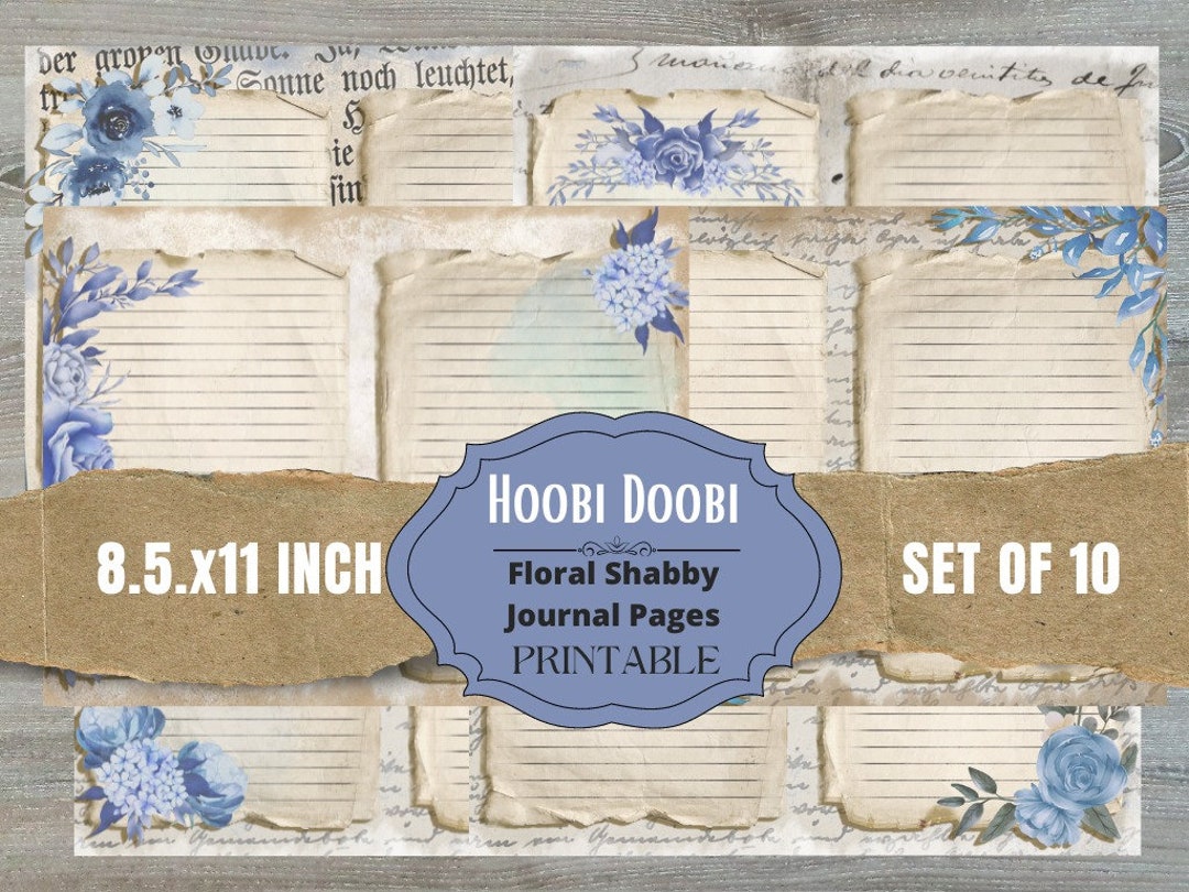 Junk Journal Blue Shabby Printable Paper Journal Kit - Etsy