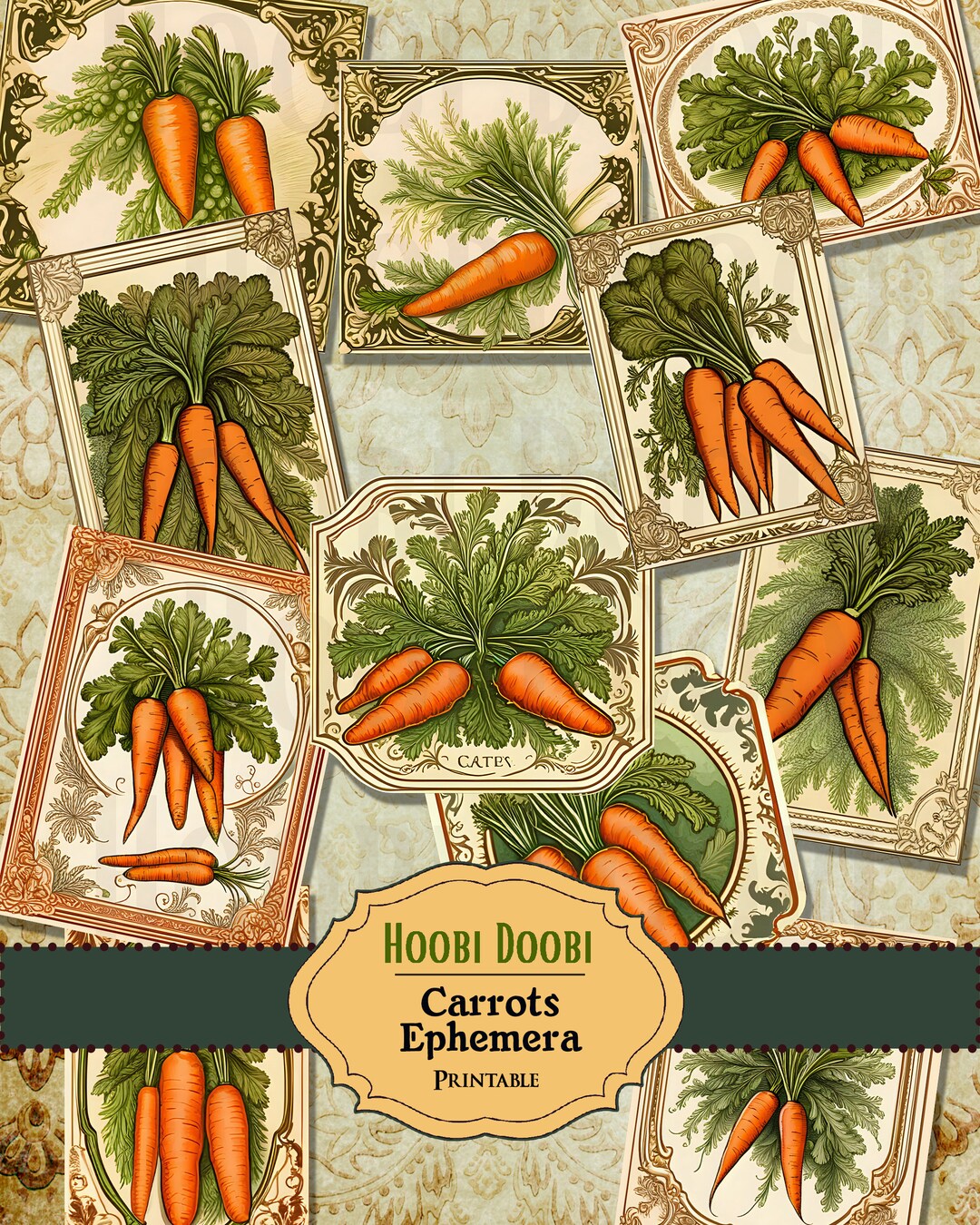 Carrots Ephemera, Farm Vegetables Country Life, Collage Sheet, Journal ...