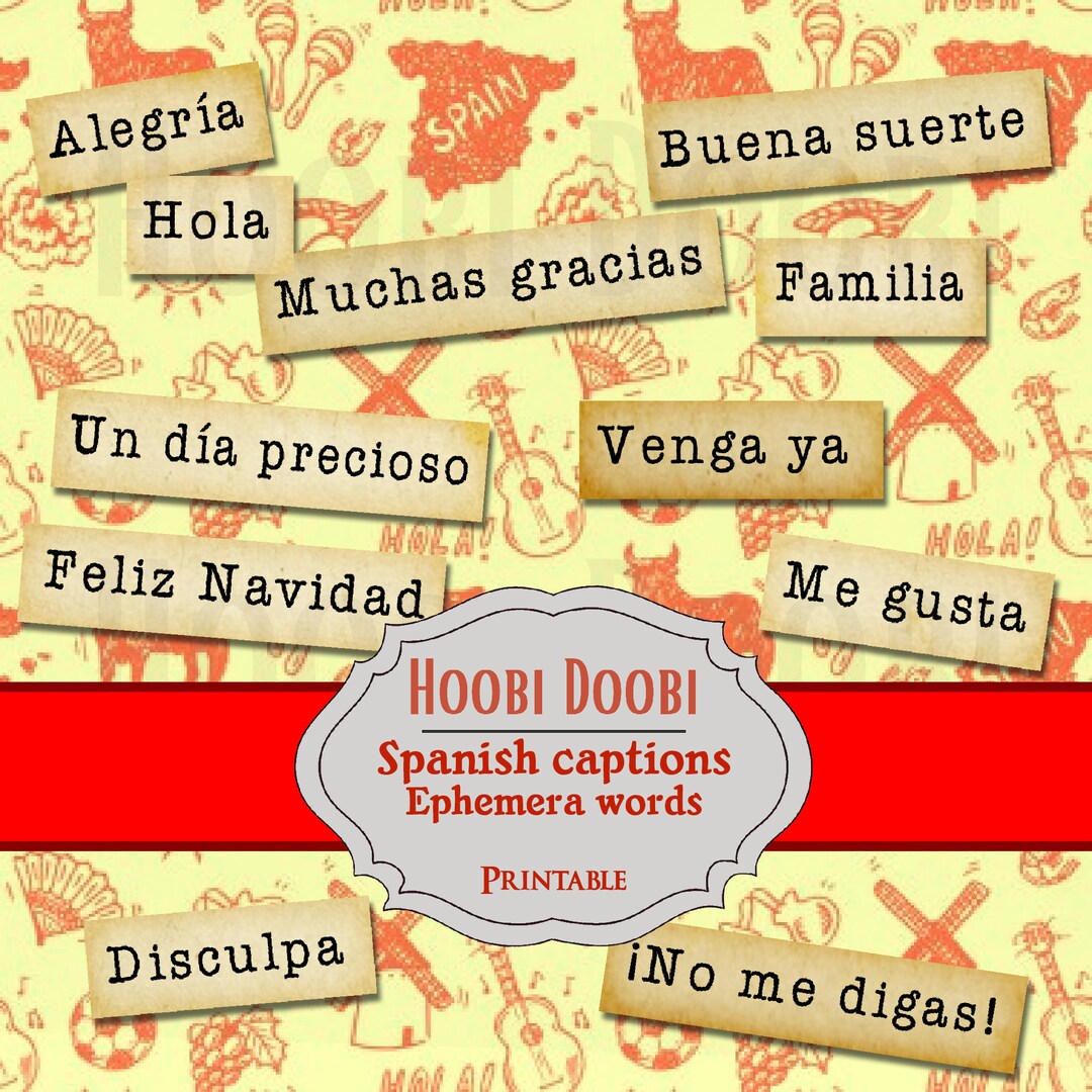 Spanish Printable Words, Junk Journal Spain Ephemera, Collage Sheet ...