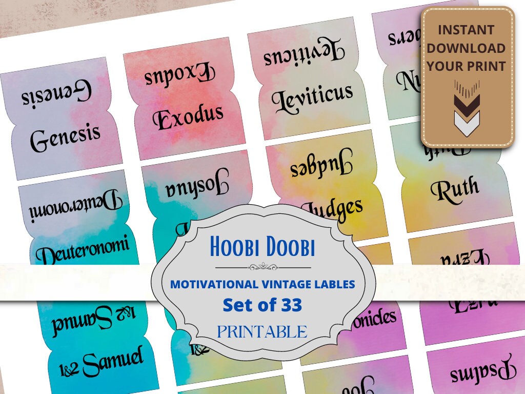 Printable Colorful Bible Tabs, Rainbow Watercolor Digital Download ...