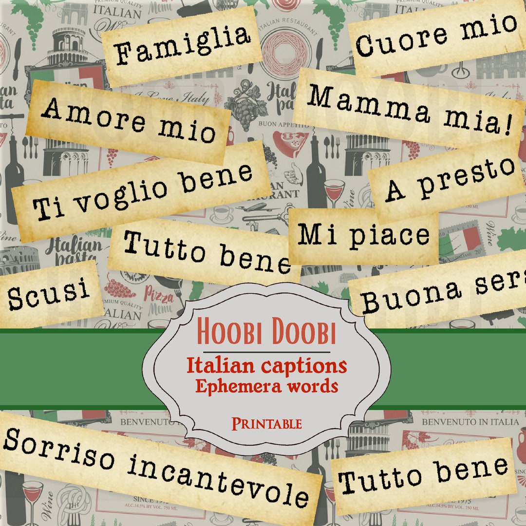 Italian Printable Words, Junk Journal Italy Ephemera, Collage Sheet ...