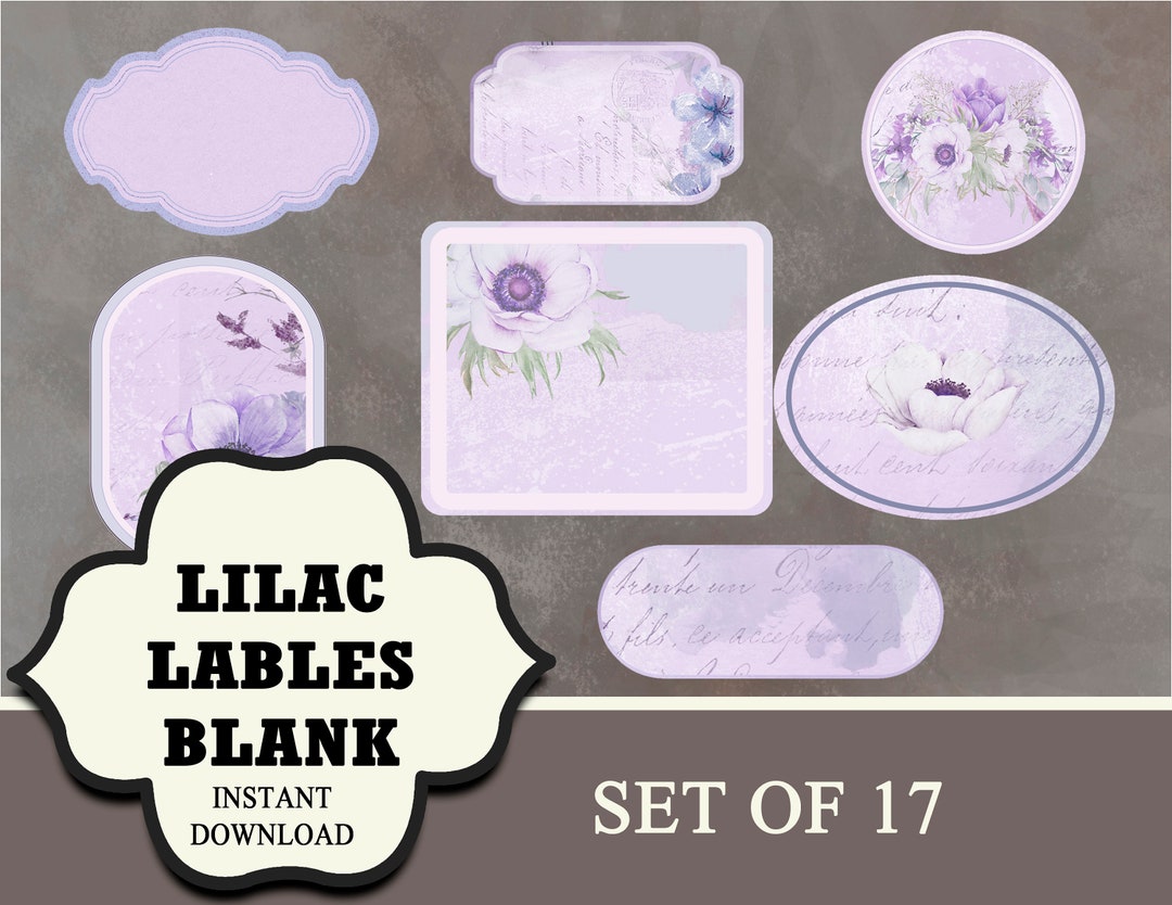 Vintage style Lilac Purple Blank Labels shabby Printable Ephemera Junk ...
