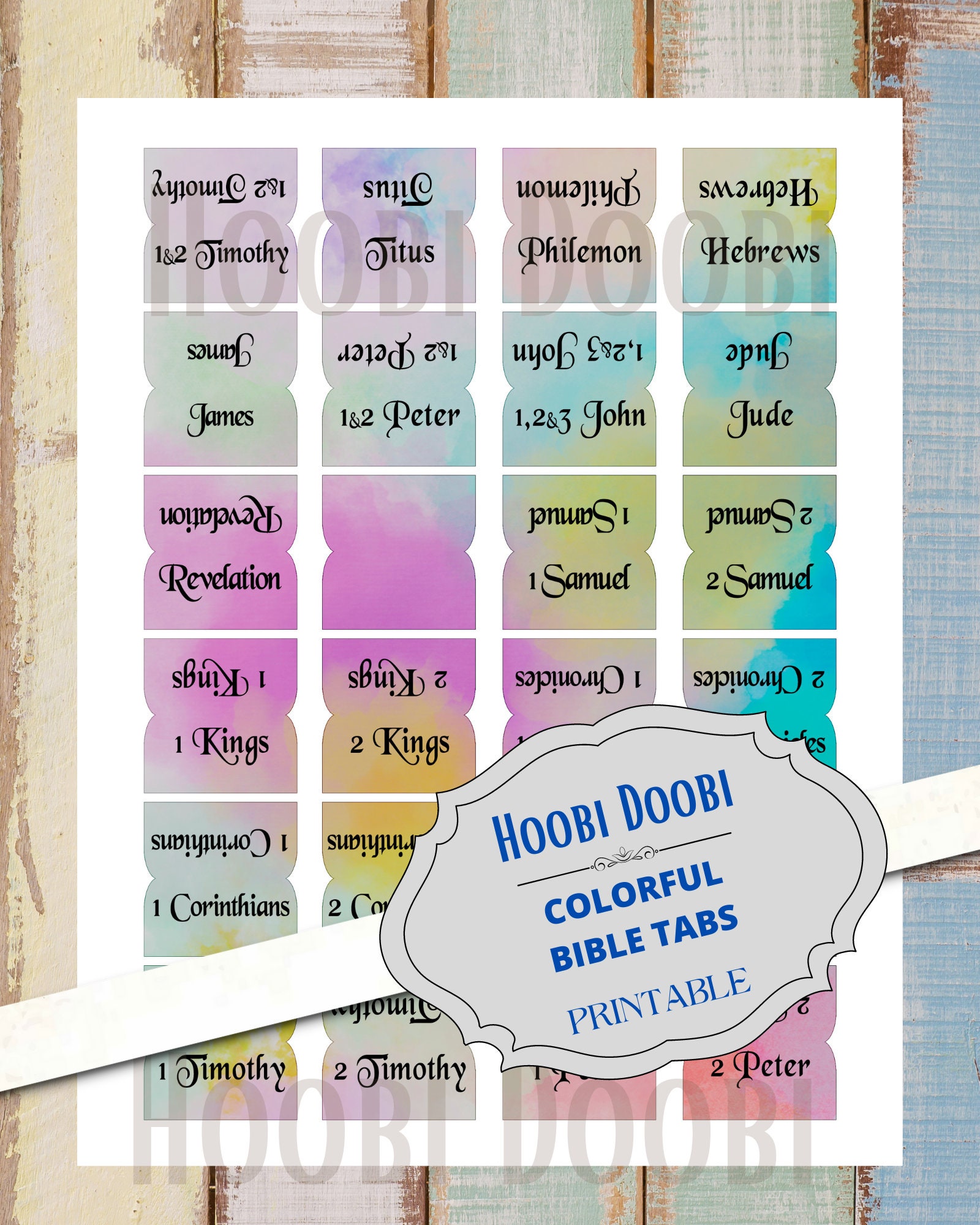 Printable Colorful Bible Tabs, Rainbow Watercolor Digital Download ...