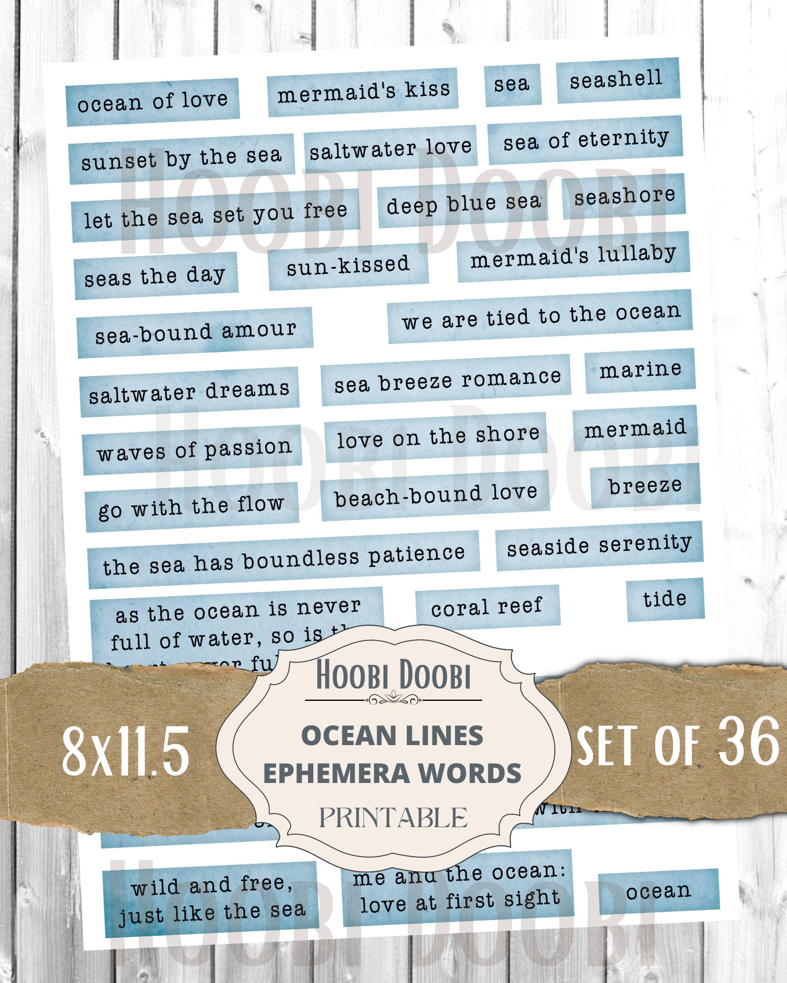 Sea Ocean Printable Words Spring Junk Journal Marine - Etsy
