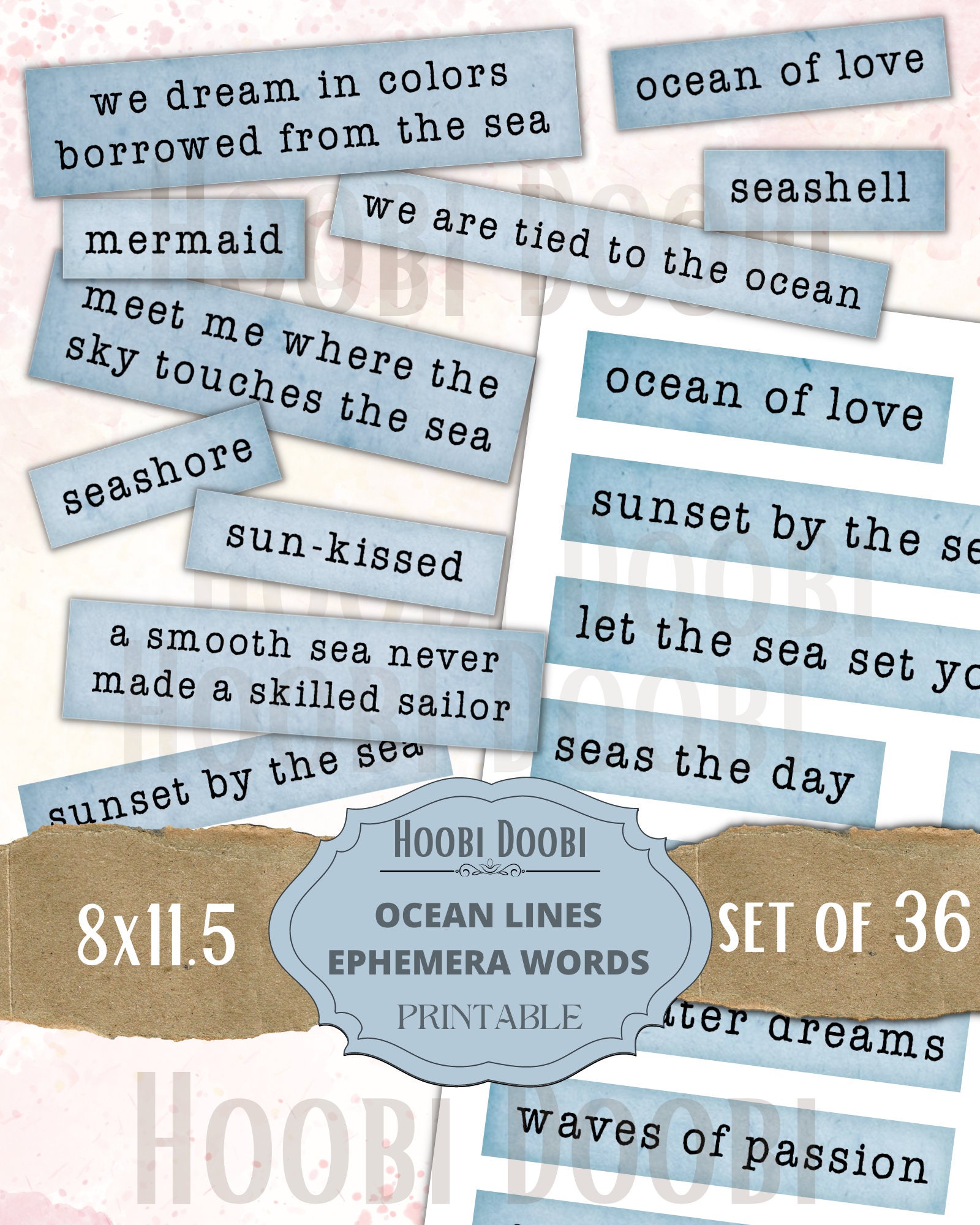 Sea Ocean Printable Words Spring Junk Journal Marine - Etsy