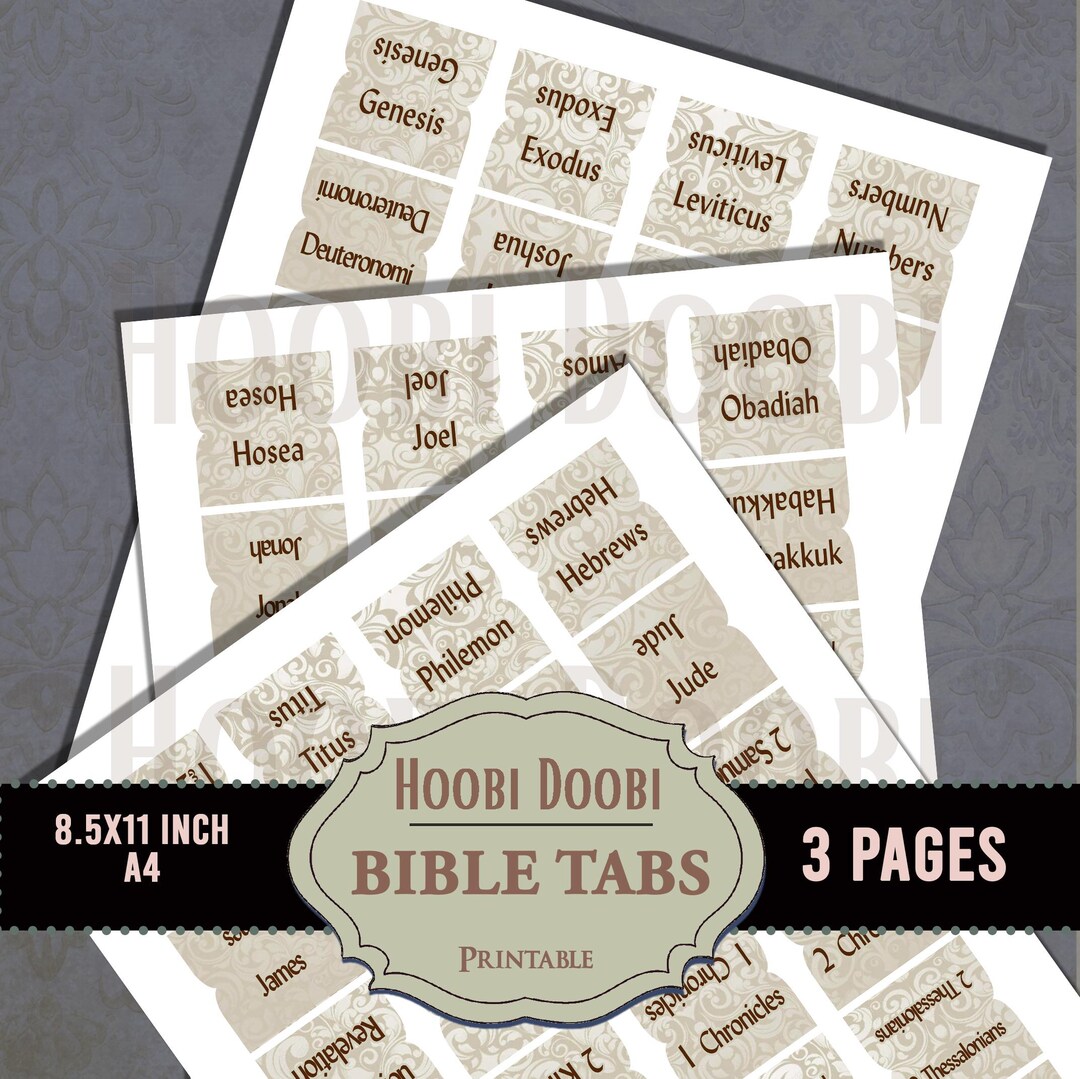Printable Bible Tabs, Elegant Pattern Beis , Digital Download ...