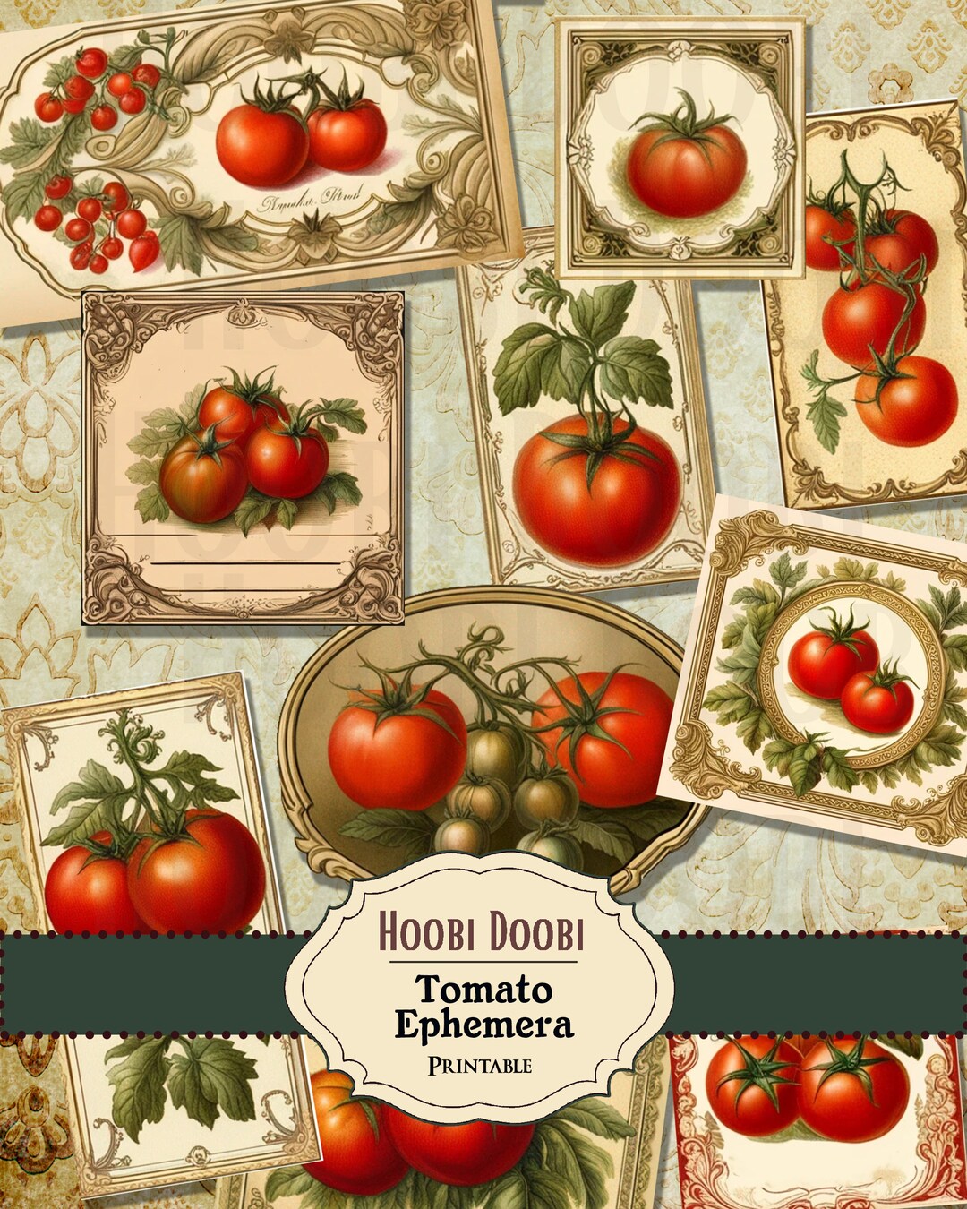 Tomato Ephemera, Red Fruit, Collage Sheet, Journal Insert, Ephemera ...
