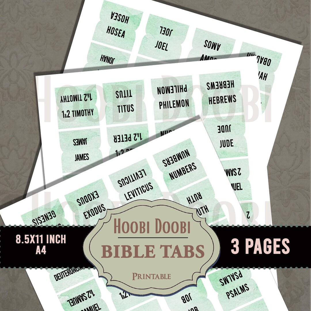 Printable Bible Tabs, Teal Watercolor , Digital Download, Printable ...