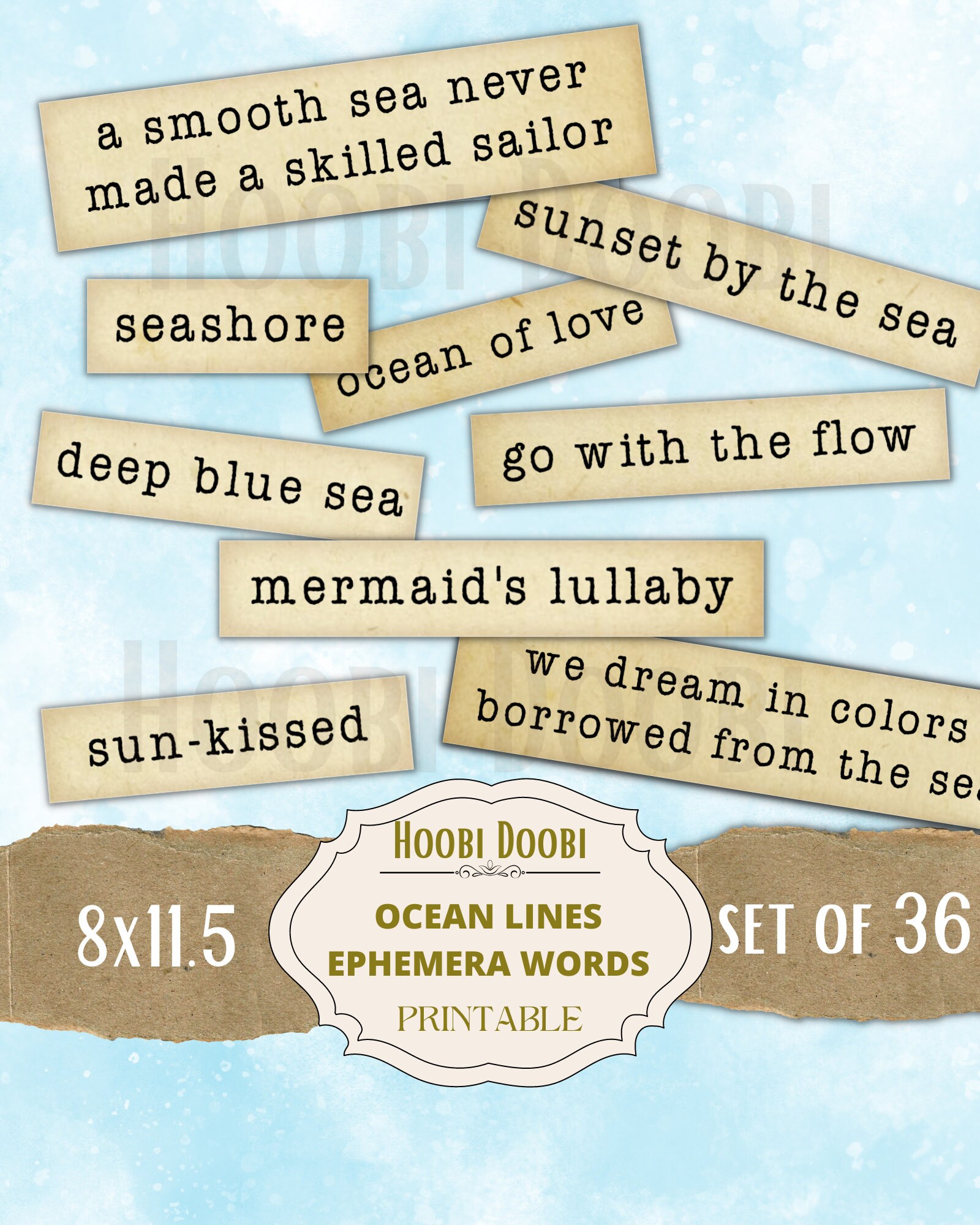 Sea Ocean Printable Words, Spring, Junk Journal Marine Ephemera ...