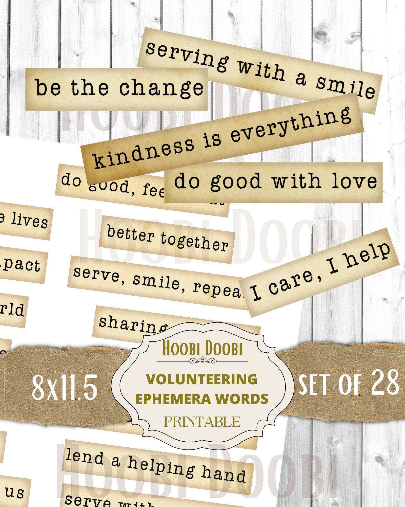 Volunteering Charity Printable Words, Scrapbooking Ephemera, Collage ...