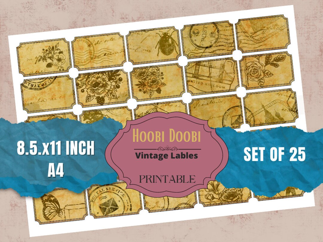 Vintage-style Blank Labels - Printable - Ephemera - Junk Journal Label ...