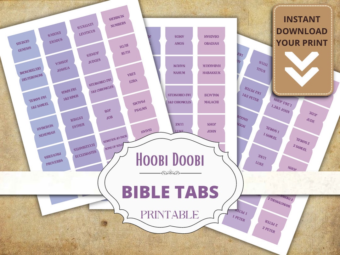 Bible Tabs, Purple Tone Color, Digital Download, Printable Sticker ...
