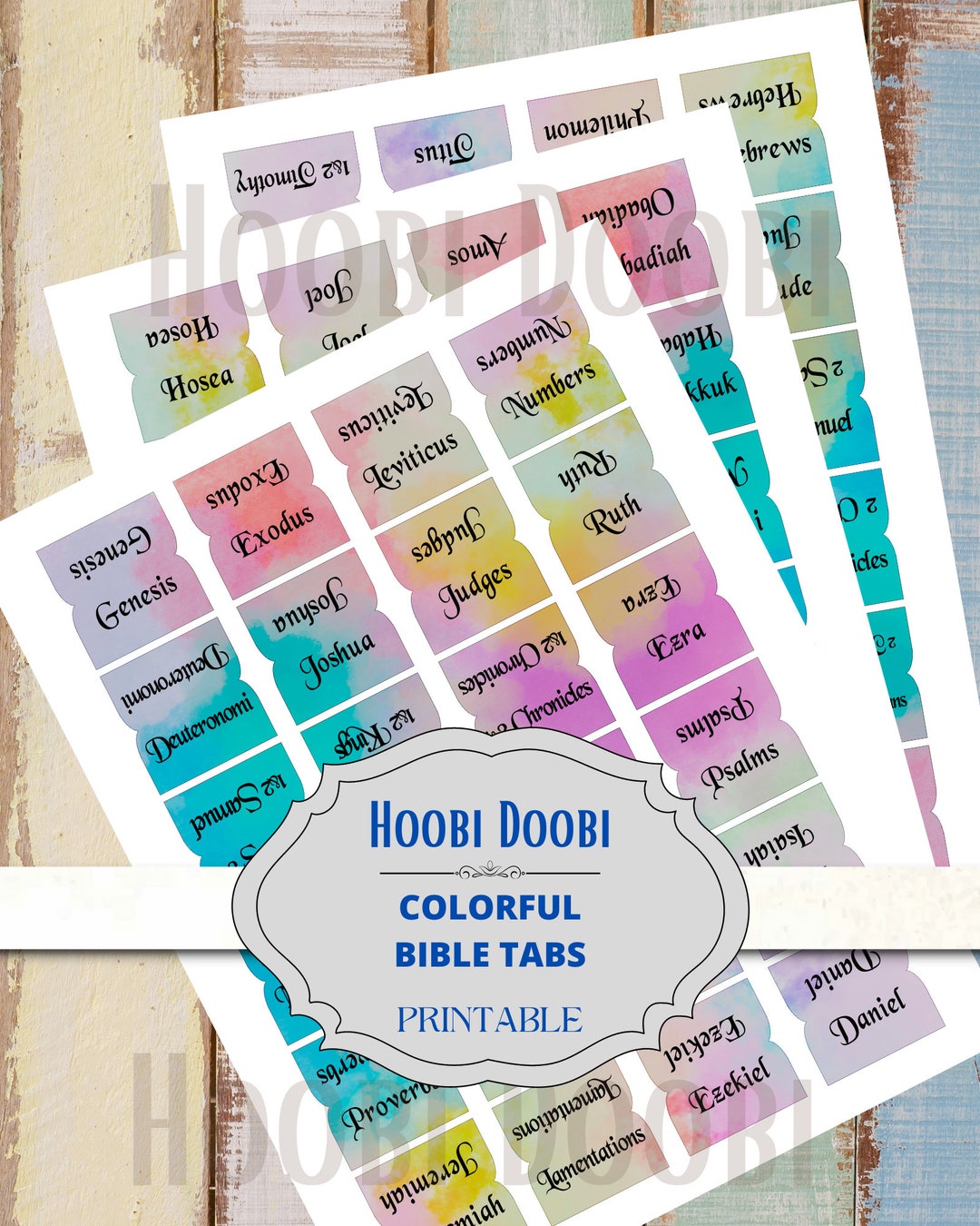 Printable Colorful Bible Tabs, Rainbow Watercolor Digital Download ...