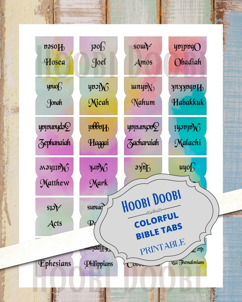 Printable Colorful Bible Tabs Rainbow Watercolor Digital - Etsy