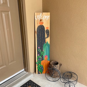 Hand-painted Cactus Garden Welcome Sign: Southwestern Porch Art - Etsy